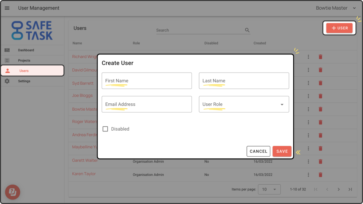 Step 2: Complete the required fields and choose the user’s role from the drop-down menu and ...
